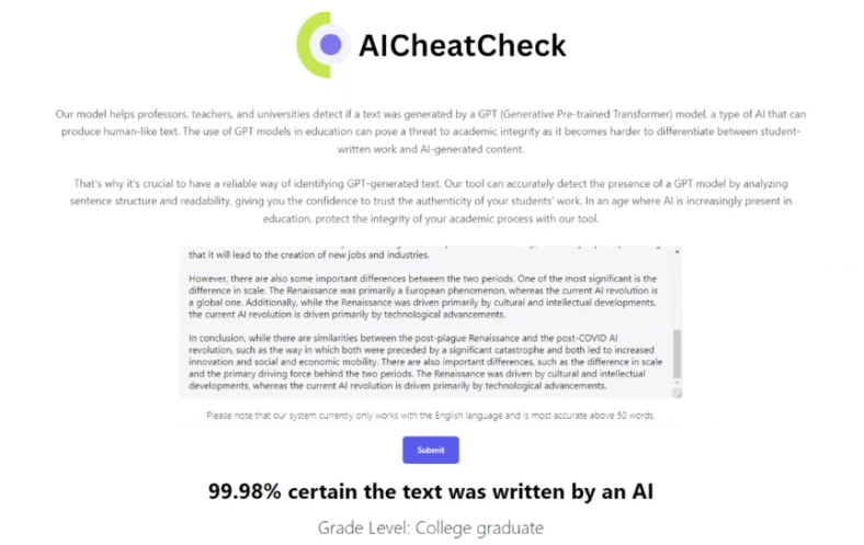 AICheatCheck: Educational Tool Designed to Identify AI-generated Content - AHORAi